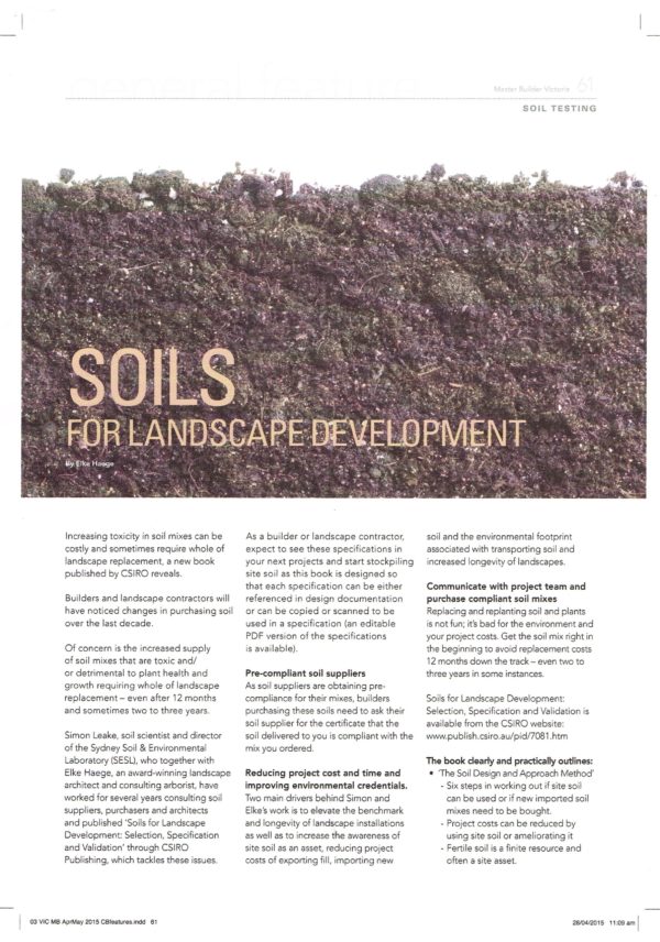 Soils for Landscape Development in Master Builder Victoria Magazine ...